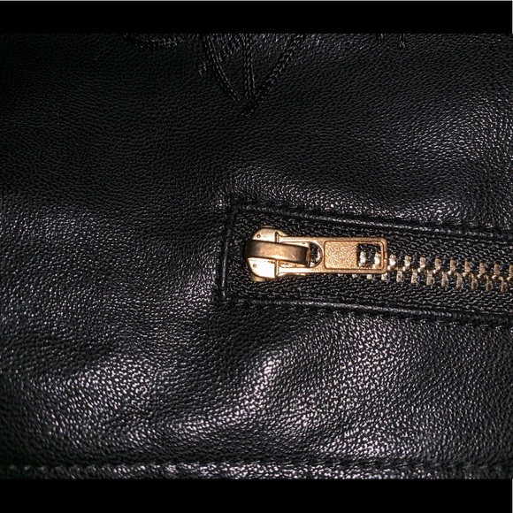 Her | Jackets & Coats | Black Leather Jacket With Gold Chain And ...